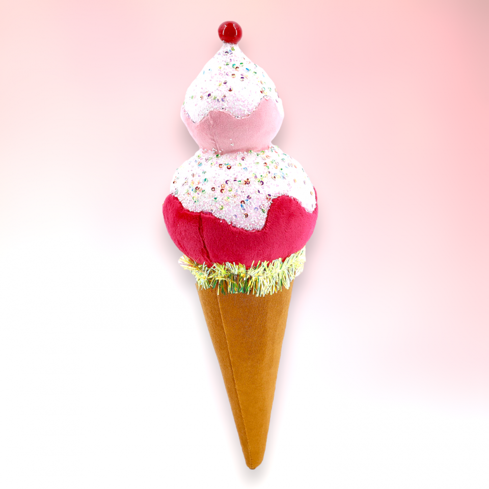13" Pink Ice Cream Cone Ornament – Evis Design